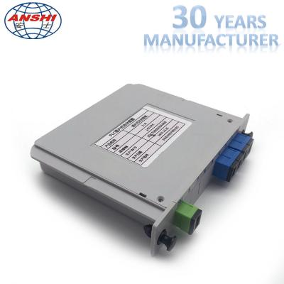 China Fiber Optic 1x4 SC / UPC Insert Type PLC Splitter Casette Type Mini Box for sale