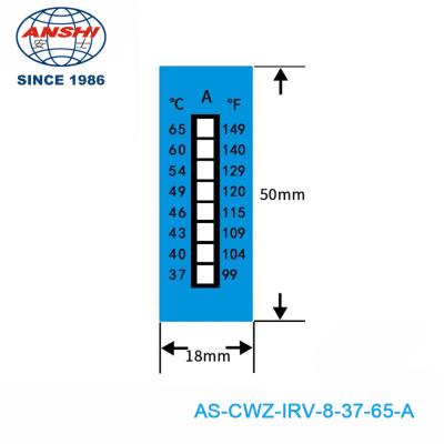 China Non Reversible 37-65 ℃ 99-149℉ 8 Temperature Level High Temperature Sensitive Labels for sale