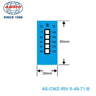 China Non Reversible 49-71 ℃ 120-160℉ 5 Temperature Level High Temperature Sensitive Labels for sale