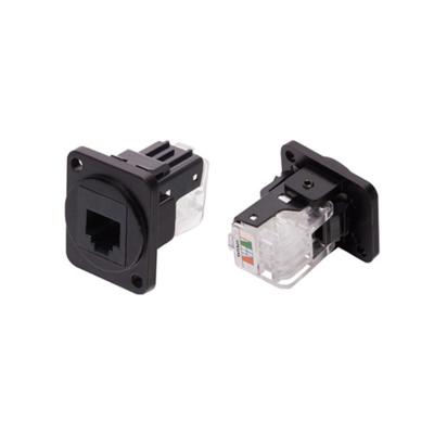 China RJ45 D Type CAT5E UTP Keystone Jack Toolless Female Jack Panel Mount Telecommunications for sale