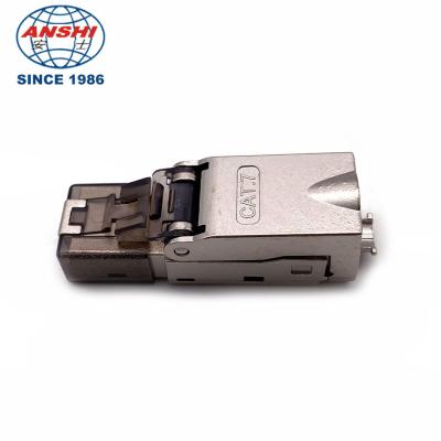 China ANSHI RJ45 CAT7 FTP Unshielded STP Shield Modular Plug Grey RJ45 Tolless Shielded Connector for sale