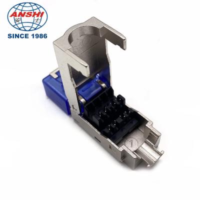 China ANSHI RJ45 CAT7 FTP Unshielded STP Shield Modular Plug Blue for sale