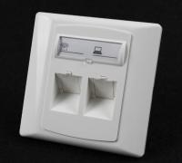 China Germany Type 86*86 45 Degree Wall Mount Socket Double Port Face Plate With Shuttle for sale