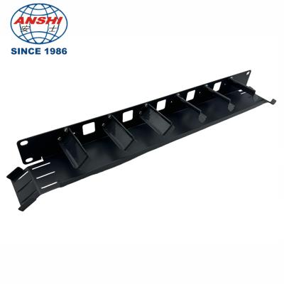China 1U Horizontal Cable Manager 19 Inch Rackmount Black Iron for sale