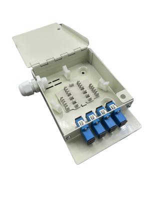 China 4 Port Indoor FTTH Wall Mount and Desktop Fiber Optic Distribution Box with SC/UPC Adapter for sale