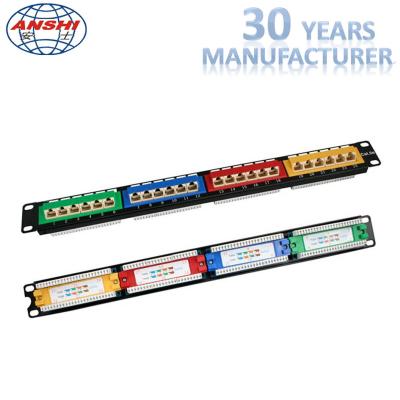 China UTP 19'' 1u Patch Panel 24 Port Cat6 150v With Colored Keystone Modular for sale