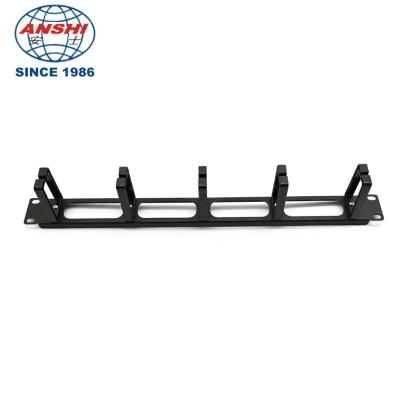 China 1U Height 19 Inch Rack Mountable Horizontal Cable Manager with 5 Rings for Network Cable Management for sale
