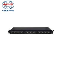 China 19 Inch 24 Port CAT6 Shield STP Patch Panel with Rear Cable Management for Integrated Networking for sale
