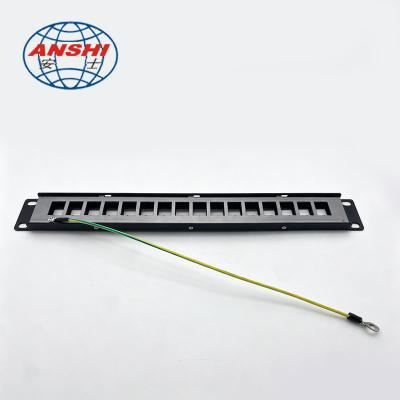 China CAT6 CAT5E 19 Inch 16 Port Shielded Patch Panel STP FTP RJ45 Rack Mount Network Distribution Panel for sale