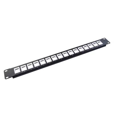 China Rack Mount Patch Panel 1U 12 Port CAT5E CAT6A UTP Unloaded Featuring RJ45 Jacks and Phosphor Bronze IDC Pins for Network Setup for sale
