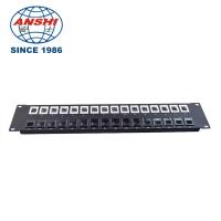 China 19 Inch 32 Port Empty STP FTP Shielded RJ45 Patch Panel CAT5E CAT6 Rack Mount Network Distribution Panel for sale