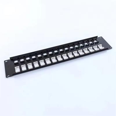 China 19 Inch 32 Port Empty STP FTP Shielded RJ45 Patch Panel CAT5E CAT6 Rack Mount Network Distribution Panel for sale