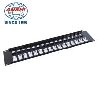 China 19 Inch 32 Port Empty STP FTP Shielded RJ45 Patch Panel CAT5E CAT6 Rack Mount Network Distribution Panel for sale