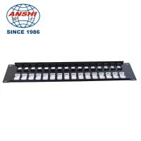 China 19 Inch 32 Port Empty STP FTP Shielded RJ45 Patch Panel CAT5E CAT6 Rack Mount Network Distribution Panel for sale