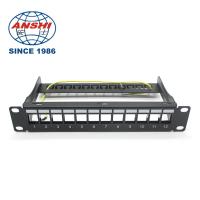 China 19 Inch 32 Port Empty STP FTP Shielded RJ45 Patch Panel CAT5E CAT6 Rack Mount Network Distribution Panel for sale