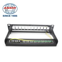China 19 Inch 32 Port Empty STP FTP Shielded RJ45 Patch Panel CAT5E CAT6 Rack Mount Network Distribution Panel for sale
