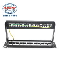 China 19 Inch 32 Port Empty STP FTP Shielded RJ45 Patch Panel CAT5E CAT6 Rack Mount Network Distribution Panel for sale