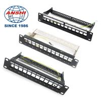 China 19 Inch 32 Port Empty STP FTP Shielded RJ45 Patch Panel CAT5E CAT6 Rack Mount Network Distribution Panel for sale