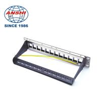 China 19 Inch 1U Blank Patch Panel 12 Port 24 Port Unloaded Network Distribution Panel for sale