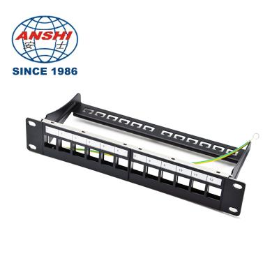 China 19 Inch 1U Blank Patch Panel 12 Port 24 Port Unloaded Network Distribution Panel for sale