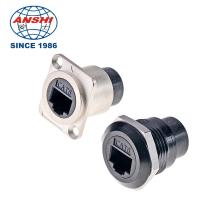 China D-Series RJ45 Cat6 Female Connector, Panel Mount Circular Ethernet Network Extension Socket for sale