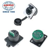 China Industrial Waterproof D-Type Ethernet RJ45 Panel Mount Socket PCB Soldering With Dust Cover Shielded for sale