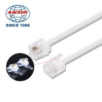 China 6P2C 6P4C Flat RJ11 Cat3 Telephone Patch Cord, PVC Jacket Copper Cable With Crystal Head, 2/4 Core Landline Extension Wire For Communication Wholesale for sale