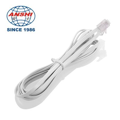 China 6P2C 6P4C Flat RJ11 Cat3 Telephone Patch Cord, PVC Jacket Copper Cable With Crystal Head, 2/4 Core Landline Extension Wire For Communication Wholesale for sale