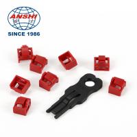 China RJ45 Port Lock Dust Plug Anti-Theft LAN Port Stopper, 100pcs Plugs With One Key Included For Network Interface Protection for sale