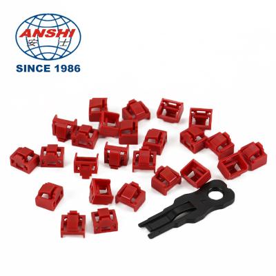 China RJ45 Port Lock Dust Plug Anti-Theft LAN Port Stopper, 100pcs Plugs With One Key Included For Network Interface Protection for sale