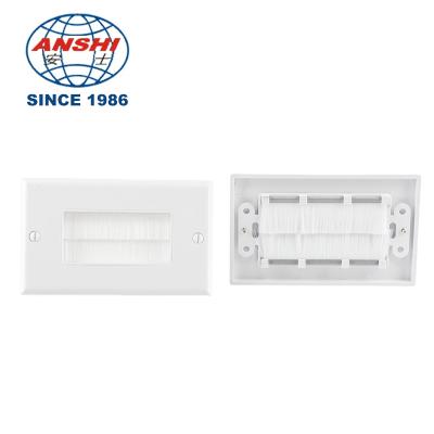 China Brush Style Wall Plate For In-Wall Cable Management, American Style Cable Pass Through Wall Bracket For Wire Routing for sale