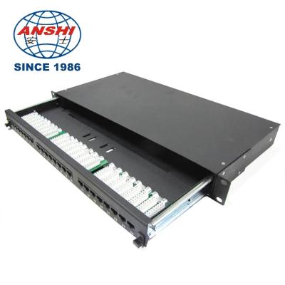 China 1U 24 Port Cat5e UTP RJ45 Patch Panel With Removable Drawer, Black Rack Mount Network Patch Panel for sale