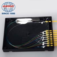 China FTTH Network ABS Box Type 1x8 PLC Fiber Optic Splitter, UPC Polished, Custom SC LC FC Optical Connectors for sale