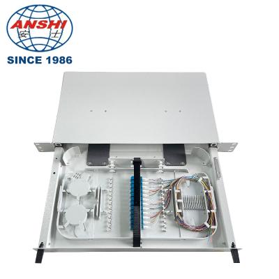 China 19 Inch 1U Rack‑Mount Sliding ODF Fiber Optic Distribution Frame, Optical Fiber Patch Panel with LC Adapter for Data Center FTTX for sale
