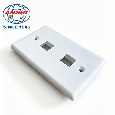 China ANSHI 120 Type US Standard Wall Mount Face Plate, 2 Port RJ45 RJ11 Double Port Telecommunications Product for sale