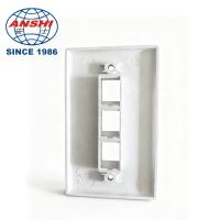 China ANSHI 120 Type US Standard Wall Mount Face Plate, 3 Port RJ45 RJ11 for sale