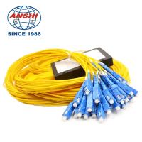 China SC APC Connector ABS BOX Type 1x32 Fiber Optic PLC Splitter High Quality Cable Type Optical PLC Splitter for sale