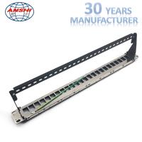 China ANSHI Unloaded Rack Mount Patch Panel 24 Ports STP Shielded Toolless for sale