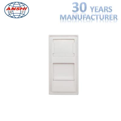 China Ivory Color RJ45 Network Cable Faceplate 22.5x45mm Double Port for sale