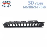 China Plastic Powder Cladding Unshielded Unloaded Patch Panel 12 Port CAT5E CAT6 CAT6A UTP for sale