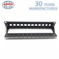 China Plastic Powder Cladding Unshielded Unloaded Patch Panel 12 Port CAT5E CAT6 CAT6A UTP for sale