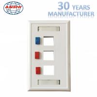 China 115 * 70 120 Type 3 Ports Faceplate , RJ45 Keystone Jack Flush Mount Plate for sale