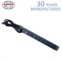 China 1U 15A 6 Way Metered Rack Mount Patch Panel High Power With 19 Inch Length for sale