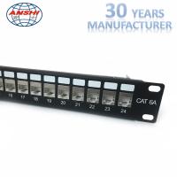 China ANSHI  19 Inch 1U 24 Ports CAT6A STP Patch Panel for sale