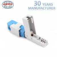 China FTTH SC / UPC Fast Connector blue Field assembly Singlemode Flat Optical Fiber Joint Cable for sale