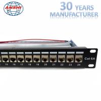 China 19 Inch 1u 24 Ports Loaded Cat6a Stp Shielded Patch Panel With 24 Pieces Keystone Jack for sale