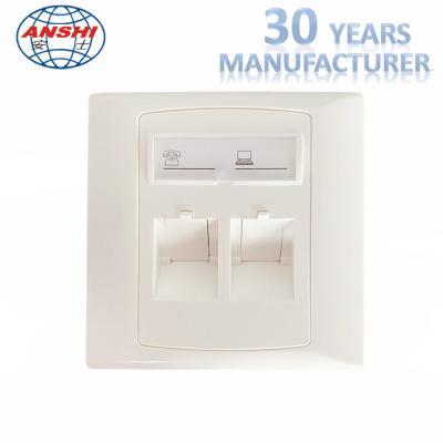 China ABS 2 Port Wall Network Cable Faceplate For Workstation for sale