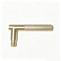 China Imitation Gold Plated Door Lock Handle Knurled Grip L Shape Luxury Design Durable for sale