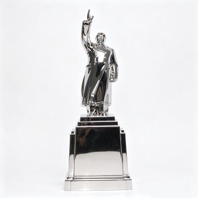 China Silver Plated Historical Figure Statue Chairman Mao Collectible Sculpture Decorative Ornament for sale