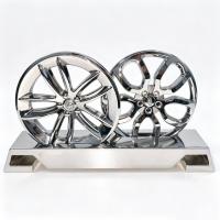 China High Gloss Chrome Plated Wheel Rim Sculpture Automotive Logo Desk Ornament Premium Car Decor for sale